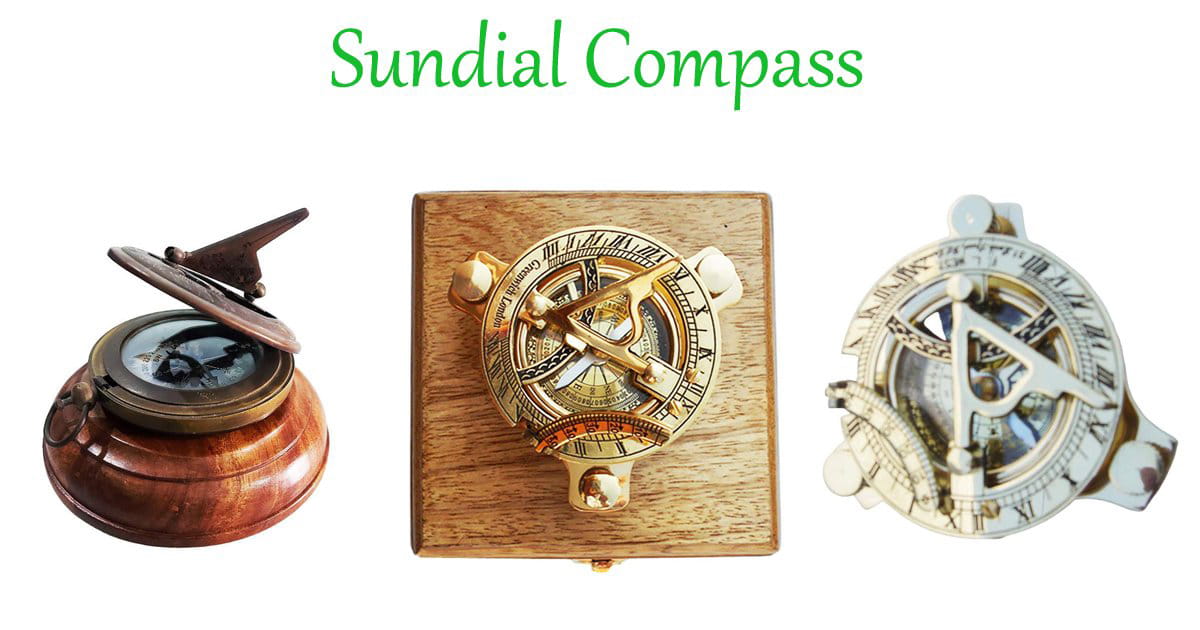 sundial of compass, garden, sun clock wood base